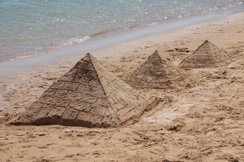 Sand Pyramids on the Beach in Hurghada Stock Photo - Image of ancient ...