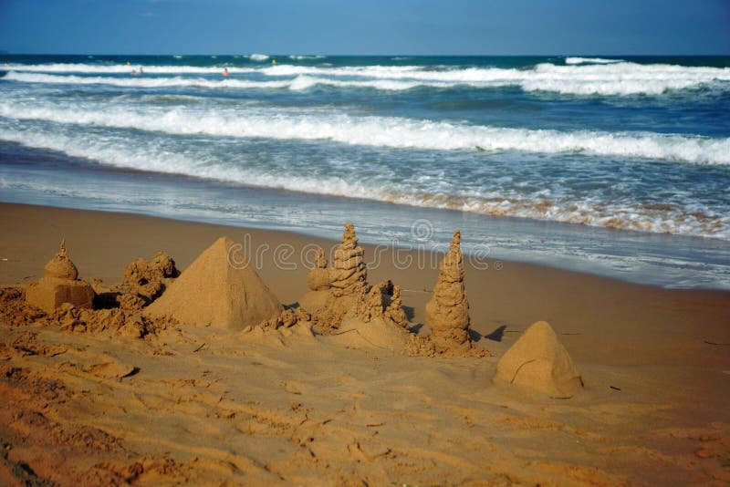Sand Pyramids and Other Figures on the Seashore Stock Photo - Image of ...