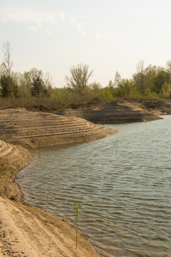 Sand Quarry, Lagoon. Industry. Unusual Coast Landscape.Open-pit Sand ...
