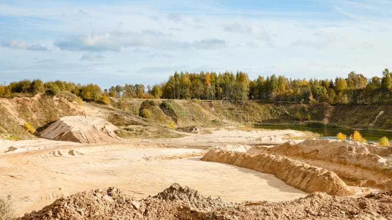 A Sand Quarry, in the Photo a Quarry Against a Background of Blue Sky ...