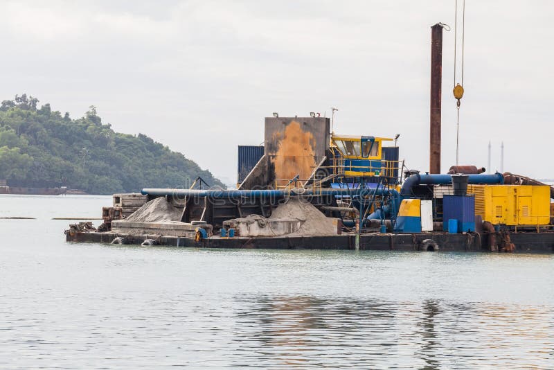 Sand Replenishment Ship on Shore for Land Reclamation Stock Image ...