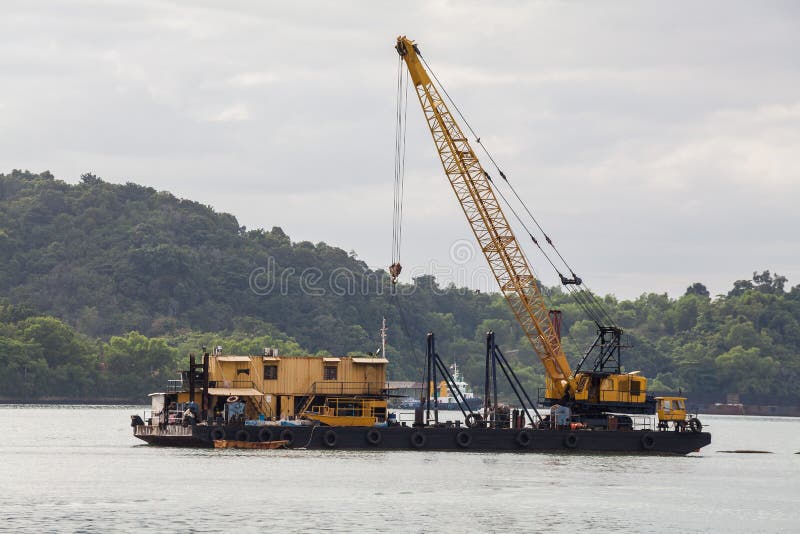 Sand Replenishment Ship on Shore for Land Reclamation Stock Photo ...