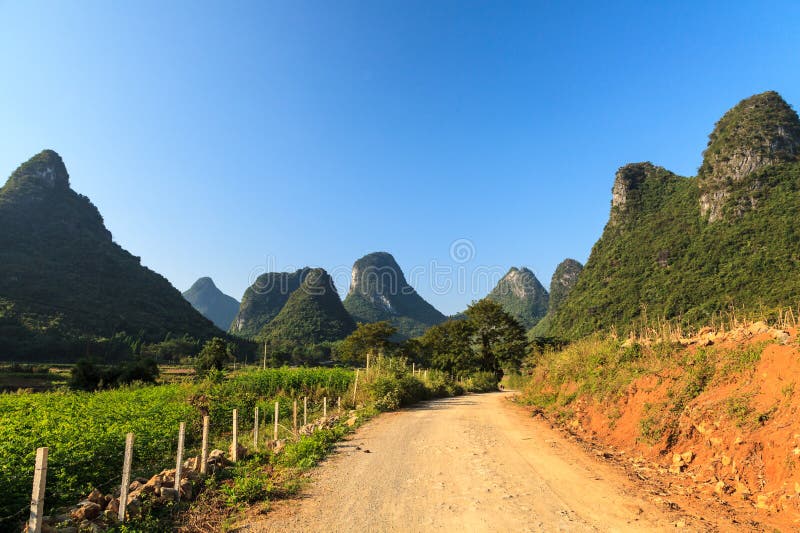 Sand Road through a Valley with Limestone Rocks Stock Image - Image of ...