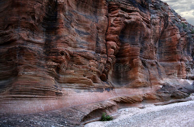 Sand Rock Walls Over Dry River Bed Stock Photo - Image of indents ...