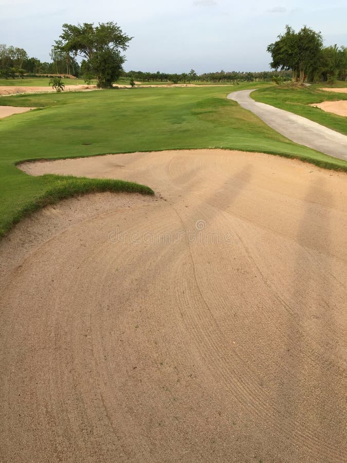 Sand and Rough Green Grass from Golf Ground Stock Photo - Image of ...
