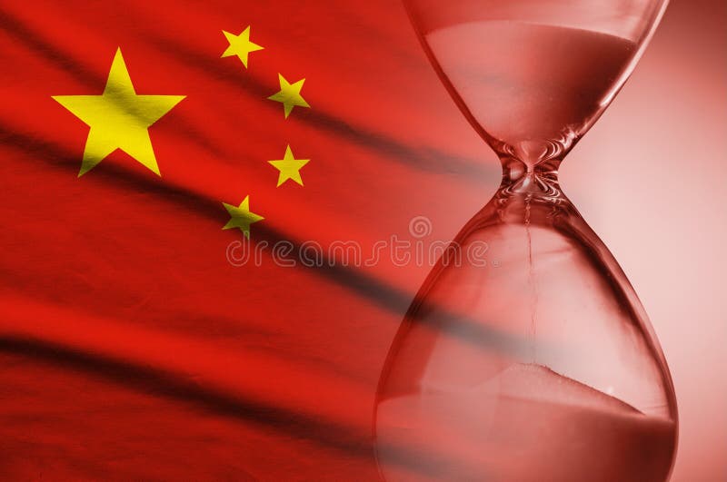 Sand Running through an Hourglass on Flag of China Stock Image - Image ...