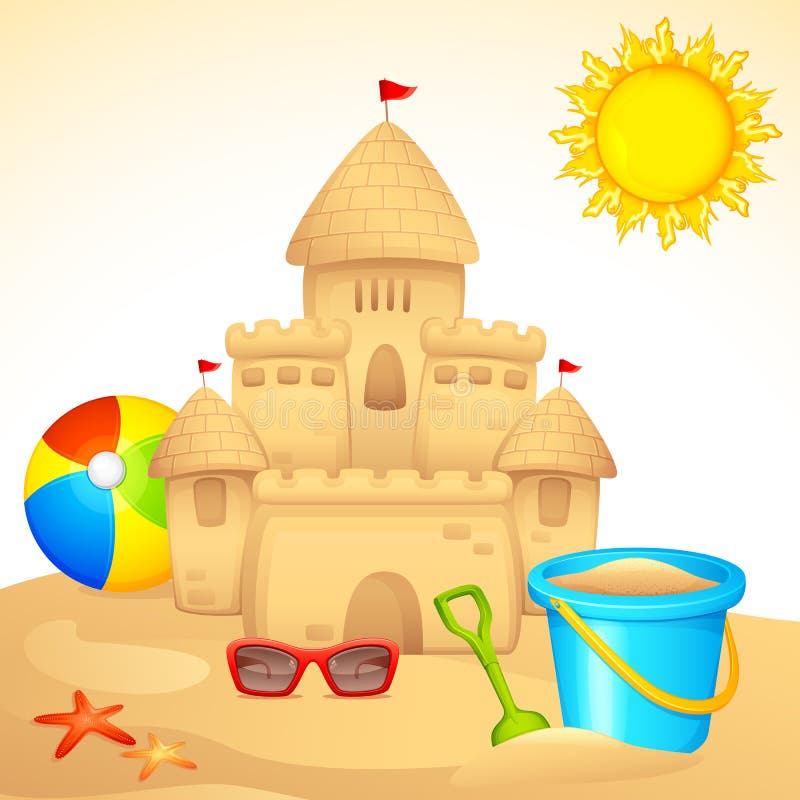 Sand-Schloss Mit Sandpit Satz Vektor Abbildung - Illustration von ...