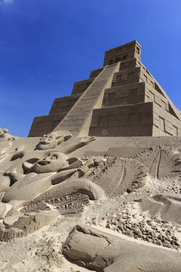 Sand Sculpture of Mayan Pyramid Editorial Stock Photo - Image of city ...