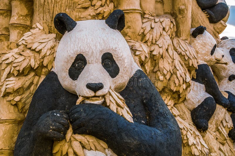 Sand sculpture of panda stock image. Image of sculpture - 230018437