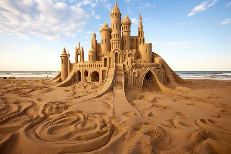 Sand Sculptures and Artistic Sandcastle Designs Stock Illustration ...