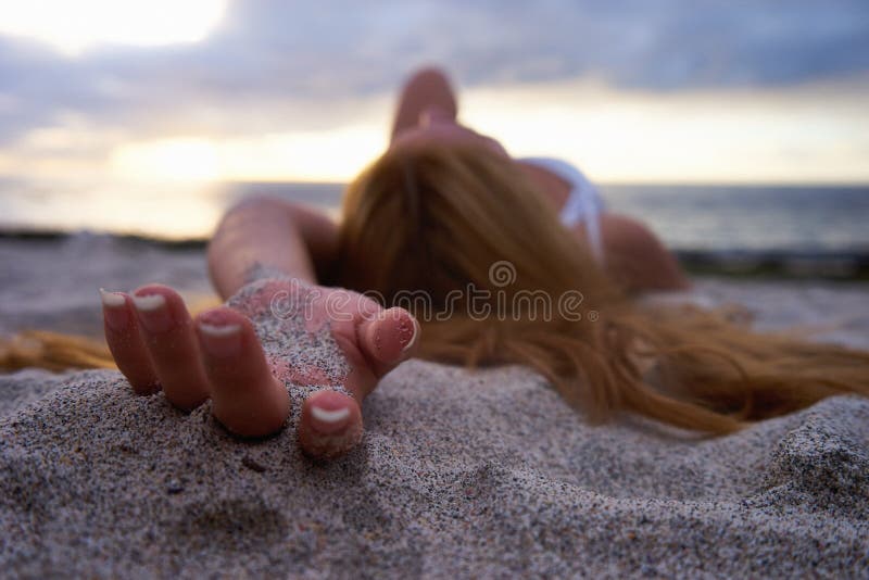 Sand, Sea, Sun Tanning, Hand Stock Photo - Image of finger, shore ...