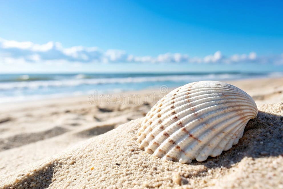 Sand and Shell. Shell on Sandy Background. Summer Beach Concept with ...