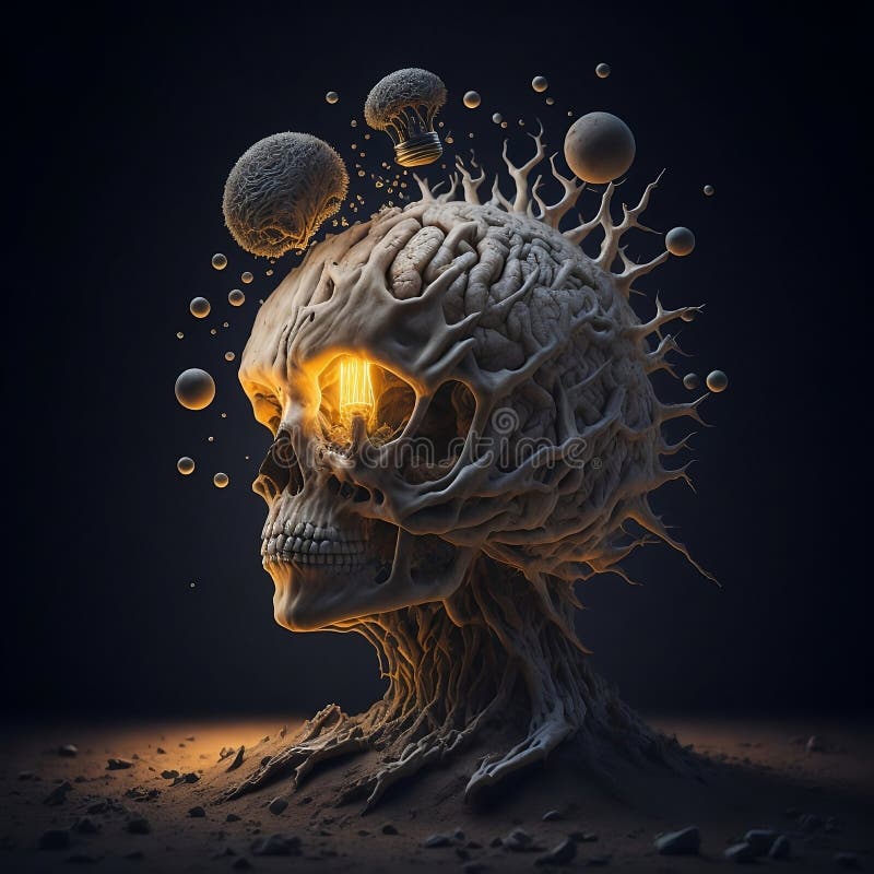Sand Skeleton with Light Bulb in the Eye Stock Illustration ...