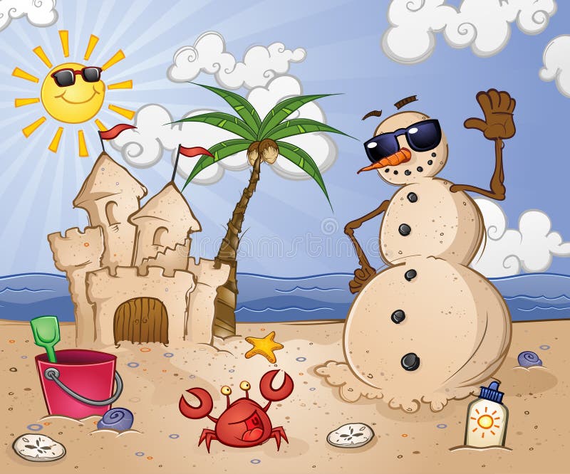 Tropical Sand Snow Man stock vector. Illustration of holiday - 17220213