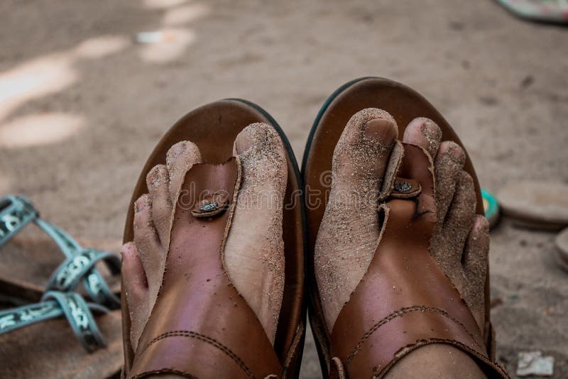 Sand sticking to the feet stock image. Image of itchy - 202063809