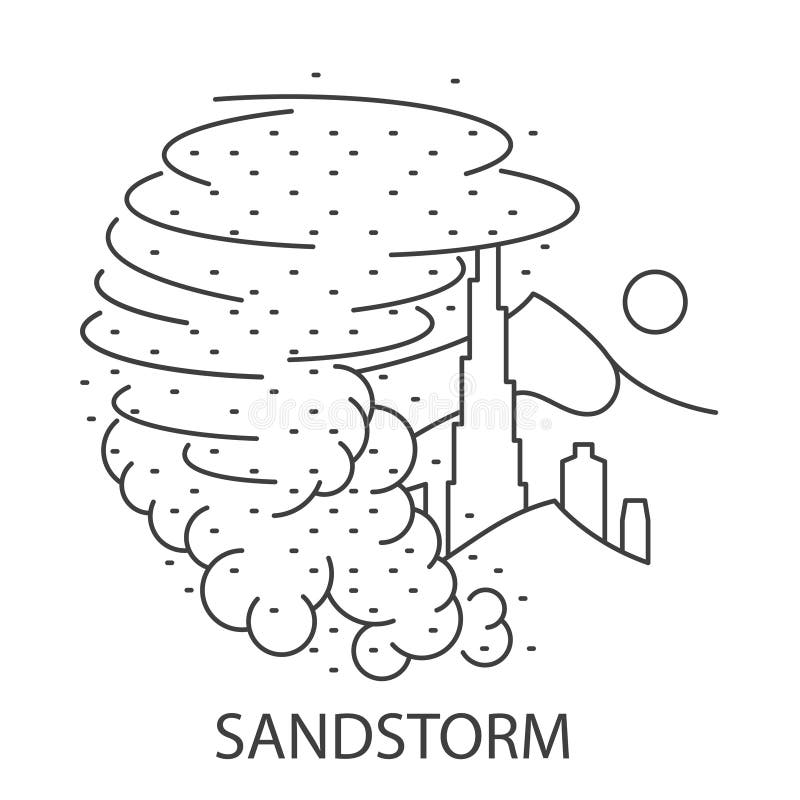 Sand Storm Natural Disaster Stock Vector - Illustration of line ...