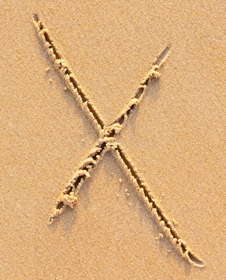 Sand-Strand-Alphabet: Schreiben X Stockfoto - Bild von auszug, sandig ...
