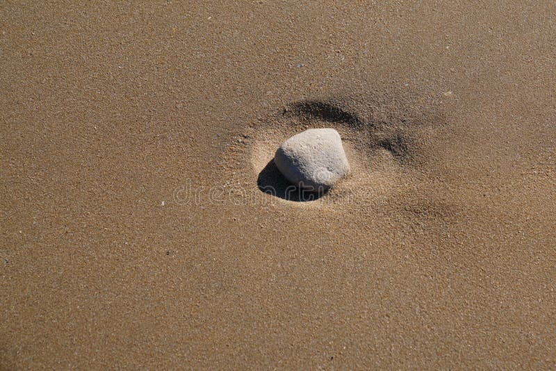 Sand Texture Background with Stone Rock on Low Tide Beach Sandy Pattern ...