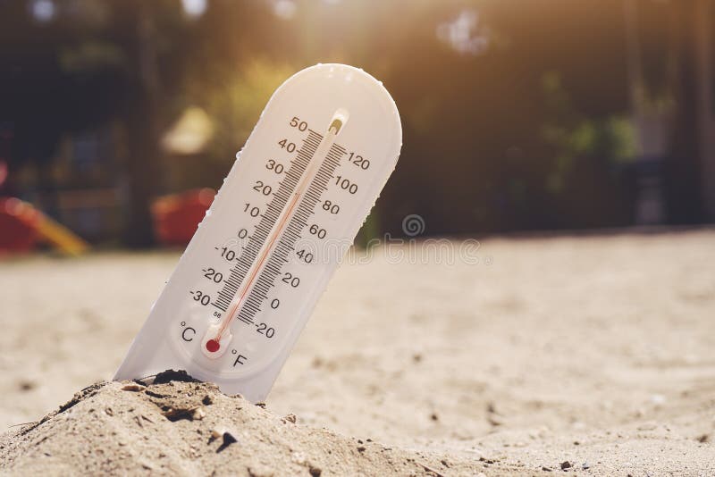 Sand and thermometer. stock image. Image of cold, orange - 156347699