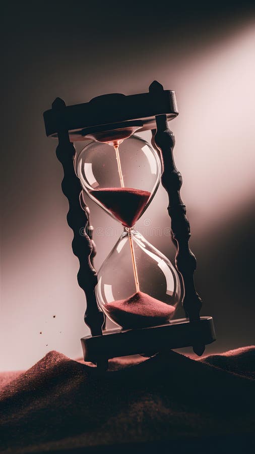 A Sand Timer on Gradient Background, Sand Flowing, Emphasizing Passage ...