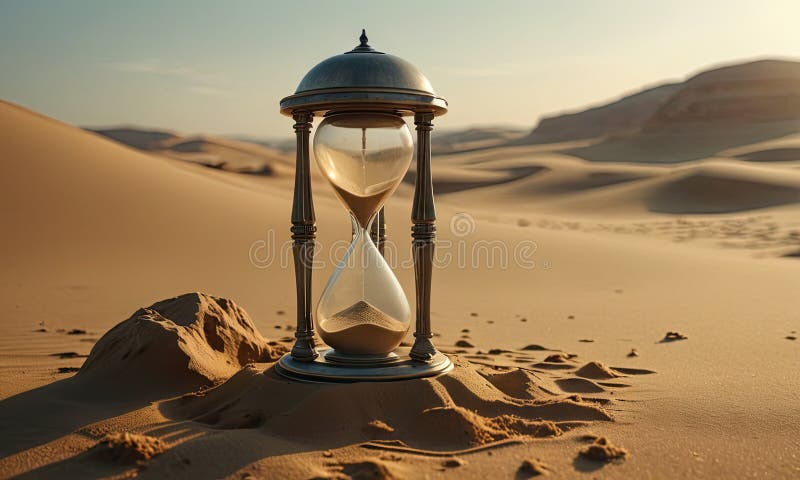 A Sand Timer Sits on the Sand in the Desert. Stock Illustration ...