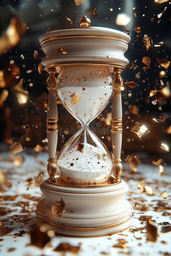 Sand Timer Surrounded by Floating Musical Notes and Glittering ...