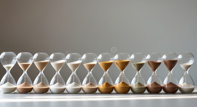 Sand Timers in a Row, Representing the Passage of Time, Deadlines, and ...