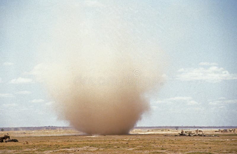 Sand Tornado in Kenya stock photo. Image of wildebeest - 197576808