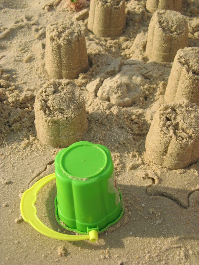 Sand Towers City with Road on the Beach Stock Image - Image of travel ...