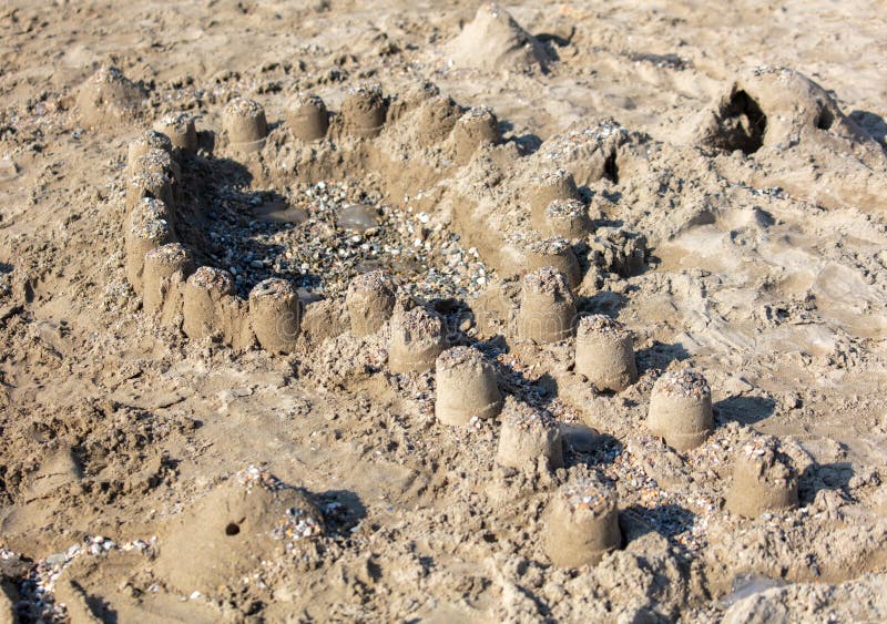 Sand Towers on the Seashore Stock Image - Image of seashore, coast ...