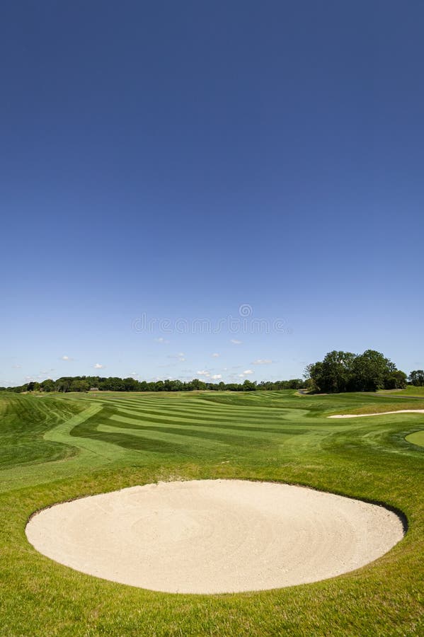 A Sand Trap on a Golf Course with Clear Blue Sky Stock Photo - Image of ...