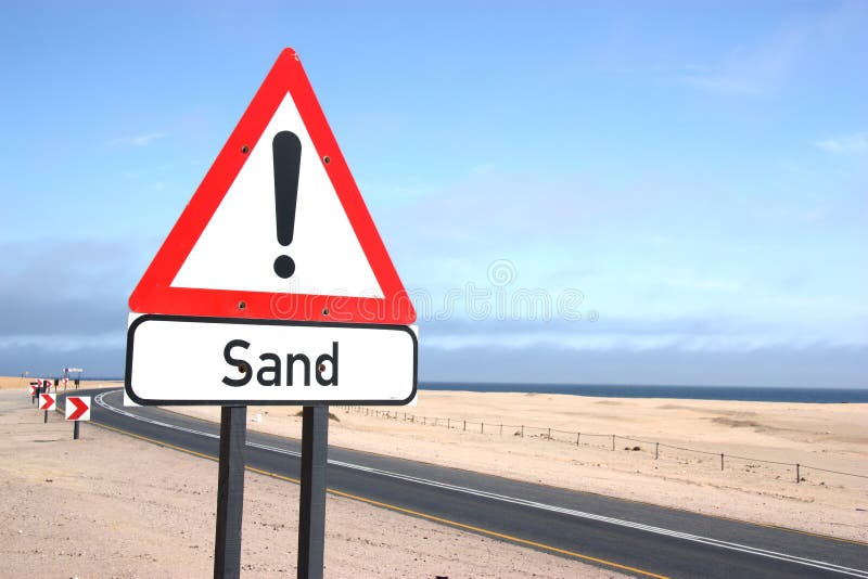 Sand Warning Sign stock image. Image of landscape, desert - 15342263