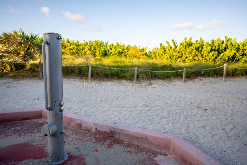 Sand Washing Station on the Beach Stock Photo - Image of dunes, florida ...