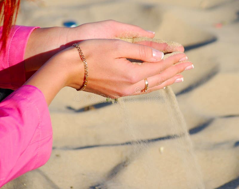 Sand in woman hand stock image. Image of skin, outdoors - 8354437