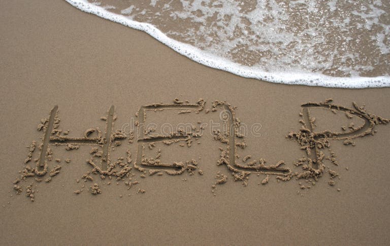 Sand writing - HELP 2 stock image. Image of words, text - 3177009