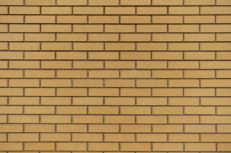 Sand Yellow Smooth Brick Wall with Running Bond Stock Image - Image of ...