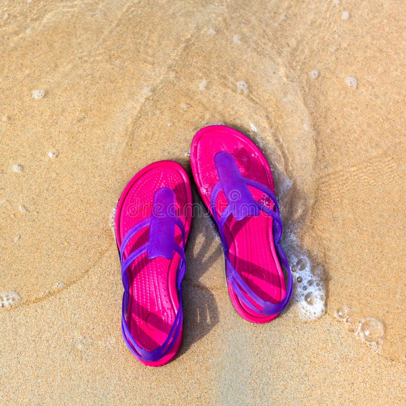Sandals on the beach stock image. Image of flipflop, footwear - 28232059