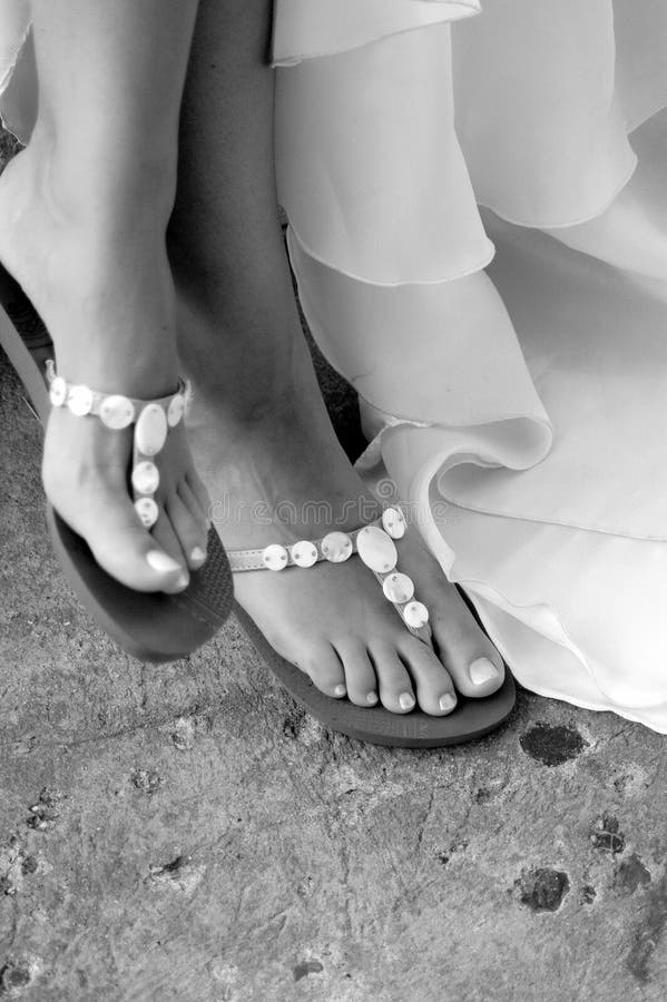 Bride s feet stock photo. Image of adult, footwear, floral - 6205274