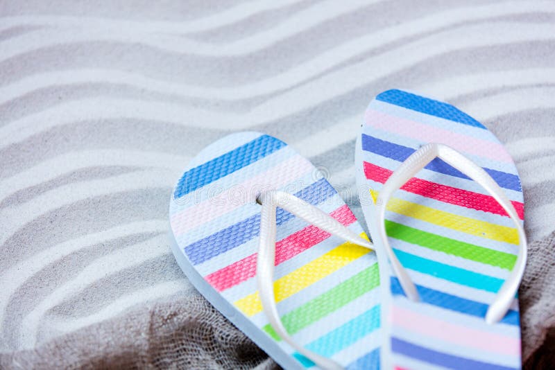 Sandals and Fishnet on the Sand Stock Image - Image of beach, seaside ...