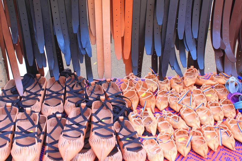 Belts and Sandals of Leather Stock Image - Image of handicraftsman ...