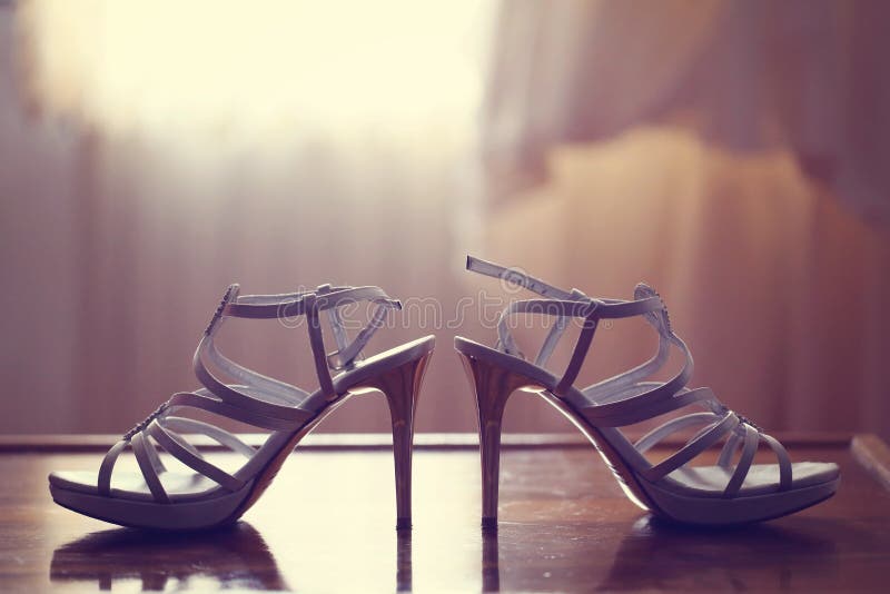Sandals on table stock photo. Image of girl, bridal, elegant - 57767622