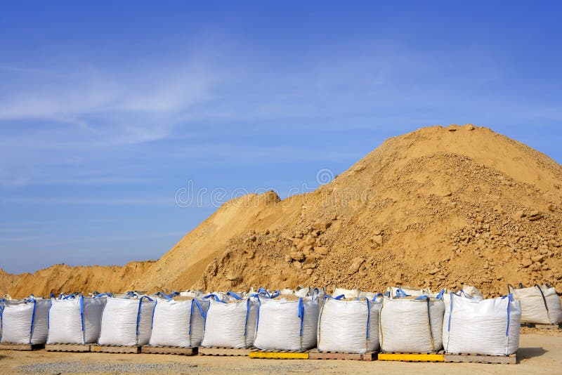 Sandbag White Big Bag Sand Sacks Quarry Stock Image - Image of building ...