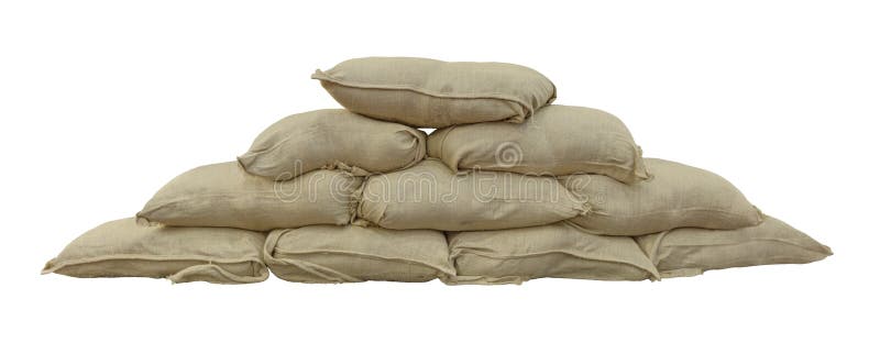 Pile of White Sacks Full with Sand and Rock Stock Photo - Image of ...