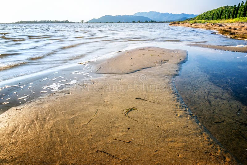 Sandbar on the Shore by the Sea Stock Photo - Image of landscape ...