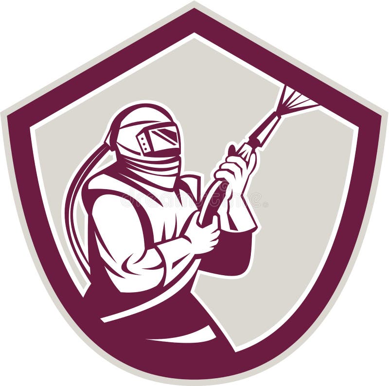 Sandblaster Hose Shield Side Retro Stock Illustration - Illustration of ...