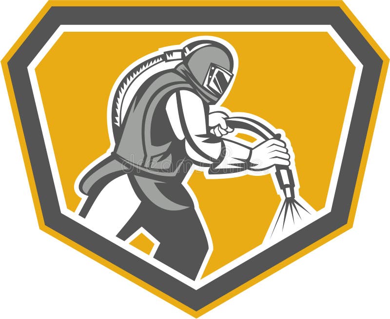 Sandblaster Sandblasting Hose Side Retro Stock Vector - Illustration of ...