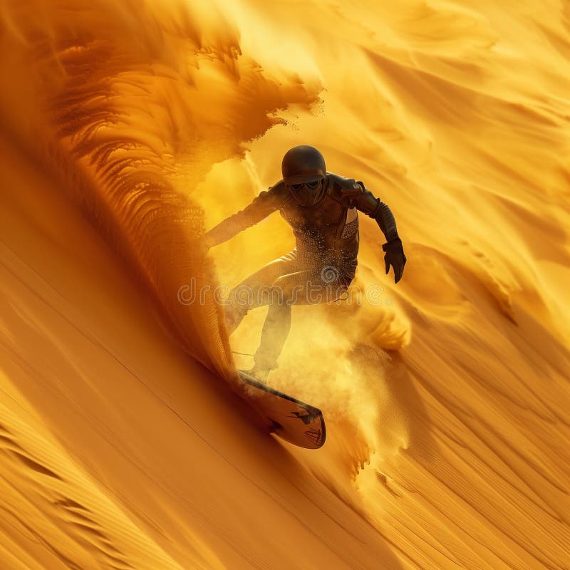 Sandboarding Adventure in Desert Dunes Stock Illustration ...