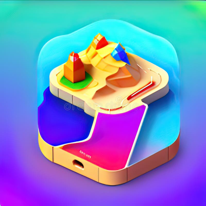 Sandbox Software App Style Icon. Generative AI. Stock Illustration ...
