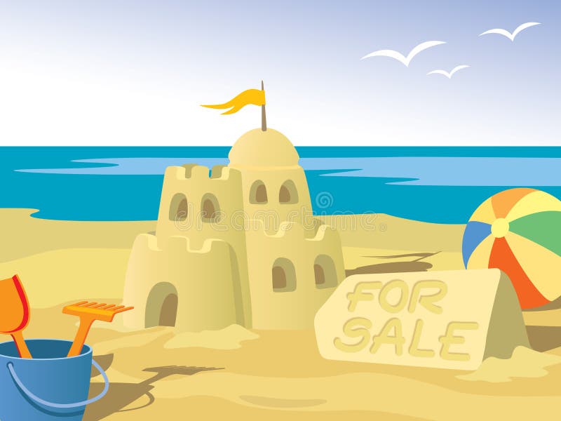 Sand Castle Sea Beach Summer Fun Stock Vector - Illustration of ...