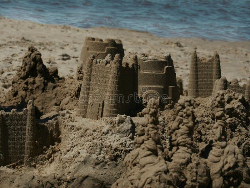 Sandcastle stock image. Image of rampart, moat, ocean, tower - 651361